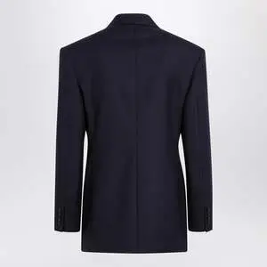 Saint Laurent Navy Double-breasted Jacket In Wool