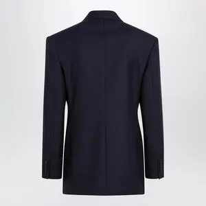 Saint Laurent Navy Double-breasted Jacket In Wool