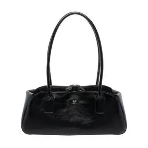 COURREGES Strip Naplack Shoulder Bag - Black