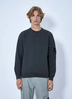 Stone Island Crewneck Sweatshirt With Sleeve Pocket - Gray