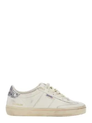 GOLDEN GOOSE Soul-star' Low-top Sneaker With Glitter Heel And Logo Lettering In Leather - White