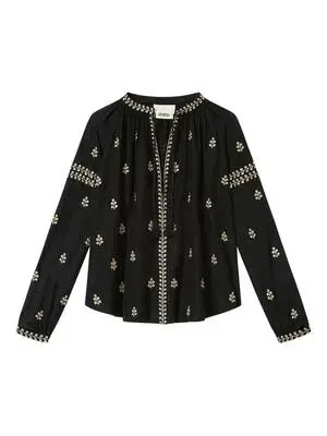 Isabel Marant Étoile Rodis Embroidered Tussar Silk Blouse - Black