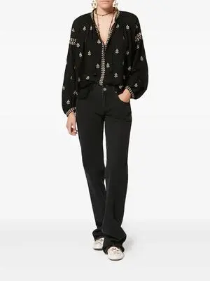 Isabel Marant Étoile Rodis Embroidered Tussar Silk Blouse