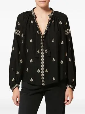 Isabel Marant Étoile Rodis Embroidered Tussar Silk Blouse