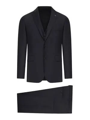 Tagliatore Bruce Tailored Wool Suit With Vest - Black
