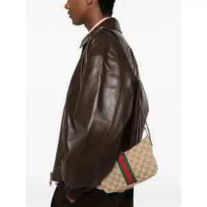 Gucci Shoulder Bag With Web Detail - Cream