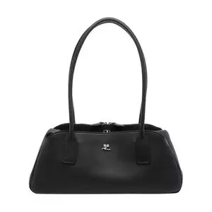 COURREGES Strip Naplack Shoulder Bag - Black