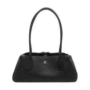 COURREGES Strip Naplack Shoulder Bag - Black