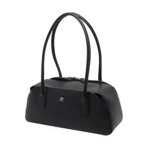 COURREGES Strip Naplack Shoulder Bag - Black