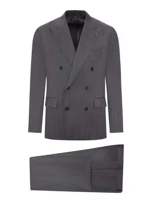Tagliatore Double-breasted Naples Suit In Virgin Wool - Gray