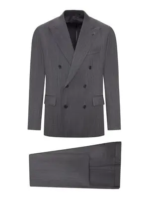 Tagliatore Double-breasted Naples Suit In Virgin Wool - Gray