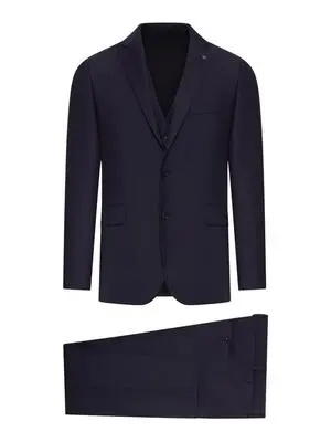 Tagliatore Tagliatore Men Bruce Tailored Wool Suit With Vest Blue