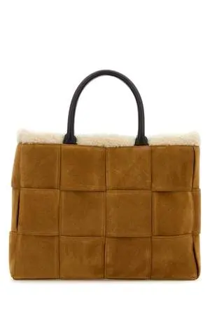 Bottega Veneta Camel Suede Small Arco Shopping Bag - Brown