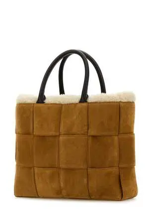 Bottega Veneta Small Arco Shopping Bag In Suede And Shearling