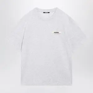 Jacquemus Grey T-shirt With Grosgrain Logo - Gray