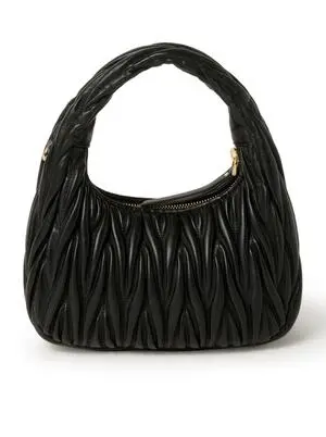 Miu Miu Wander Hobo Bag In Quilted Nappa - Black