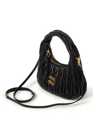 Miu Miu Wander Hobo Bag In Quilted Nappa - Black