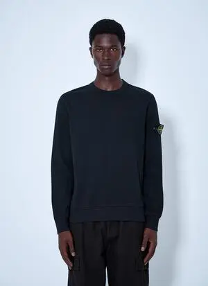 Stone Island Crewneck Sweatshirt With Logo Patch - Black