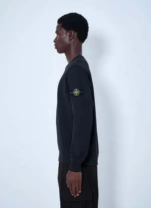 Stone Island Crewneck Sweatshirt With Logo Patch - Black