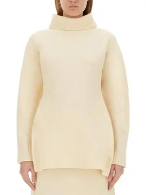 JIL SANDER Wool Turtleneck Shirt - Cream