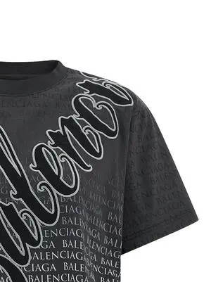Balenciaga Cursive' T-shirt - Black