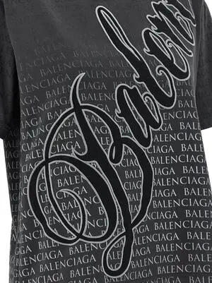 Balenciaga Cursive' T-shirt - Black