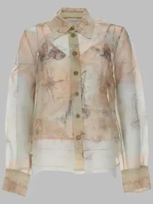 Zimmermann Silk Printed Blouse - Cream