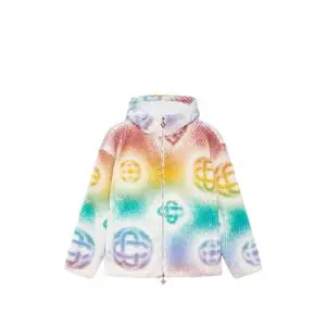 Casablanca Monogram Pattern Hooded Zip Jacket - White