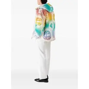 Casablanca Monogram Pattern Hooded Zip Jacket - White