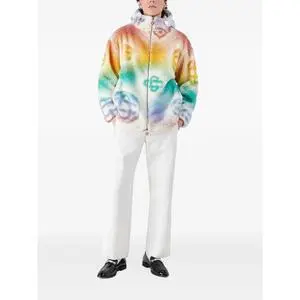 Casablanca Monogram Pattern Hooded Zip Jacket - White