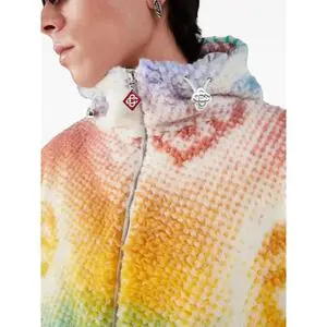 Casablanca Monogram Pattern Hooded Zip Jacket - White