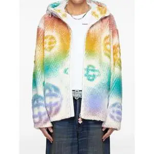 Casablanca Monogram Pattern Hooded Zip Jacket - White
