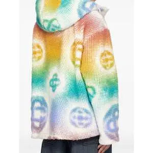 Casablanca Monogram Pattern Hooded Zip Jacket - White