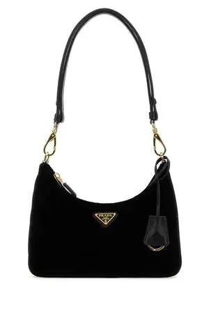 Prada Velvet Mini Re-edition Shoulder Bag - Black