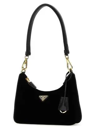 Prada Velvet Mini Re-edition Shoulder Bag - Black