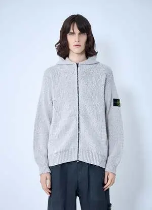 Stone Island Zip-up Knit Hoodie - Gray