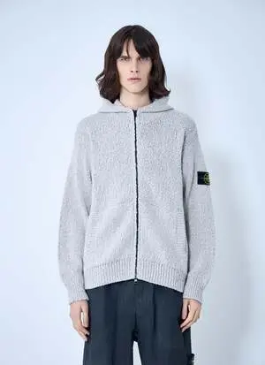 Stone Island STONE ISLAND Zip-Up Knit Hoodie Gray