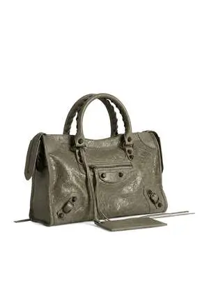 Balenciaga Le City Small Bag In Arena Lambskin With Brass Finishing - Green