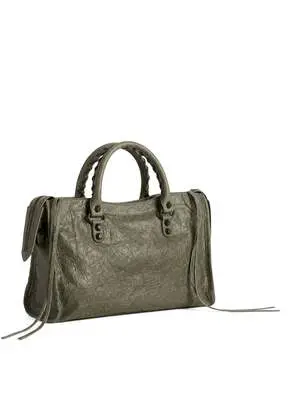 Balenciaga Le City Small Bag In Arena Lambskin With Brass Finishing - Green