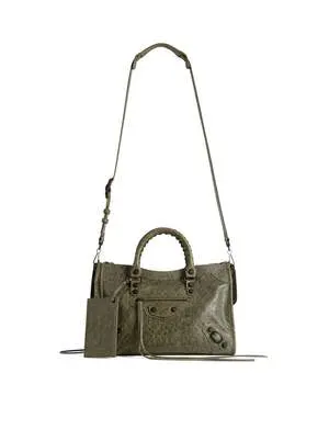 Balenciaga Le City Small Bag In Arena Lambskin With Brass Finishing - Green