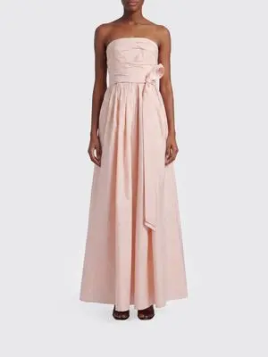 Max Mara Off-the-shoulder Long Taffeta Evening Gown With Waist Bow - Pink