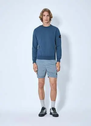 Stone Island Crewneck Sweatshirt With Sleeve Patch - Blue