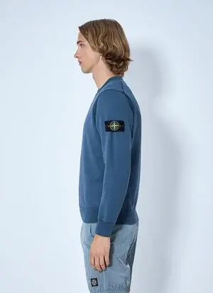 Stone Island Crewneck Sweatshirt With Sleeve Patch - Blue