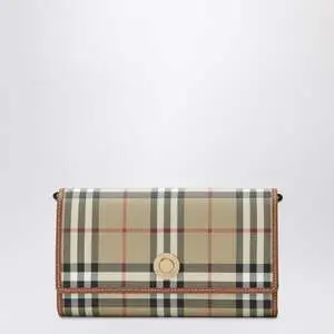 Burberry Check Chain Wallet - Cream
