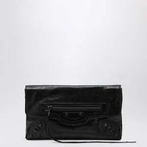 Balenciaga Clutch Le City In Arena Lambskin Leather - Black