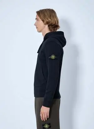 Stone Island Zip-up Hoodie With Sleeve Patch