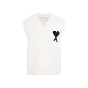 AMI Paris Adc Sleeveless Sweater - White