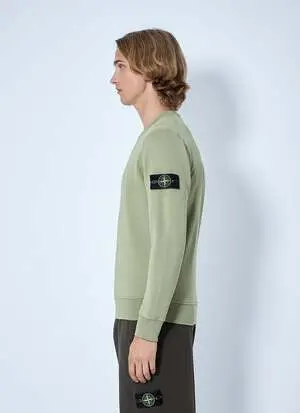 Stone Island Crewneck Sweatshirt With Arm Patch - Green