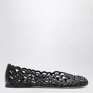 Loewe Petal Anagram Leather Ballet Flats - Black