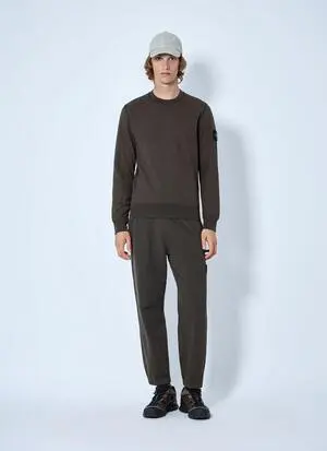 Stone Island Crewneck Sweatshirt With Sleeve Patch - Green